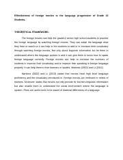 THEORETICAL FRAMEWORK EXAMPLE Docx Effectiveness Of Foreign Movies To The Language Progression