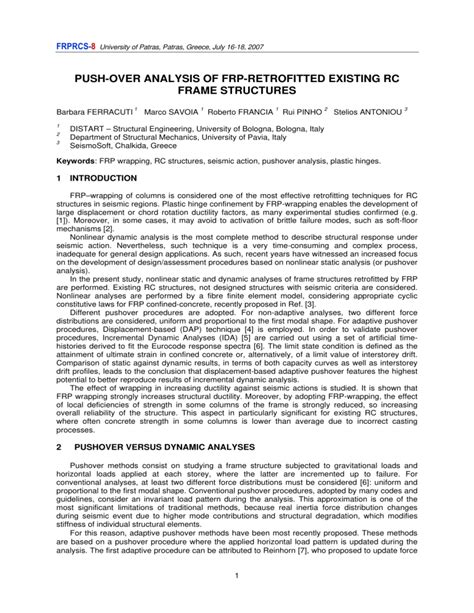 Frp Retrofit Of Rc Frames Pushover Analysis