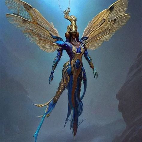 Ai Art Generator Alien Humanoid Full Body Wings Antennae