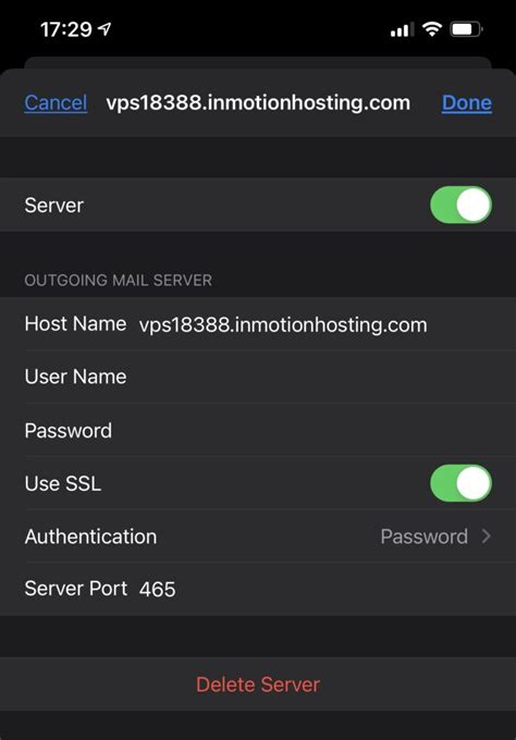 How To Edit Email Server Settings In IOS InMotion Hosting