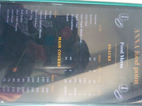Menu of Anna Food Point, Vastral, Ahmedabad