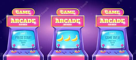 Premium Vector Arcade Game Machine Retro Style Screen Concept Graphic