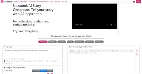 Sassbook Ai Story Generator 适用于所有类型和作者的ai驱动故事生成器 Aitoolnet