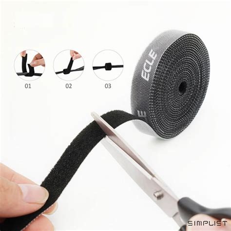 Toocki Velcro Cable Ties Roll Diy Velcro Fastening Resealable Starps For Cable Organisation