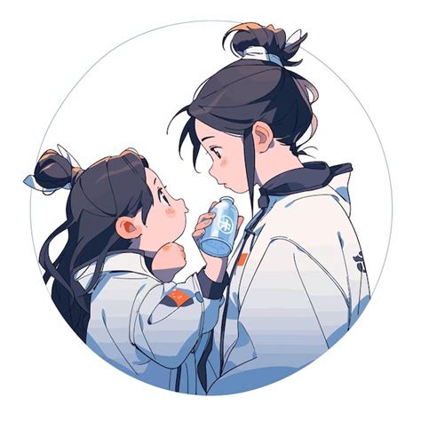 만화 소녀 캐릭터 프리미엄 벡터