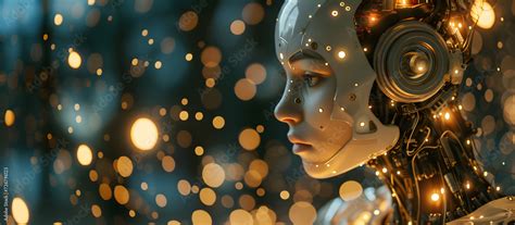 Artificial Intelligence A Robot With A Glowing Face And Head Powerpoint Background Generative