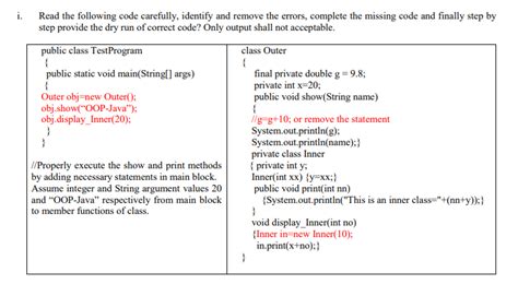 Solved I Read The Following Code Carefully Identify And Chegg