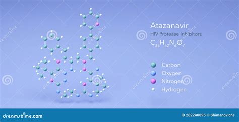 Atazanavir Molecule Molecular Structures Hiv Protease Inhibitors 3d Model Structural
