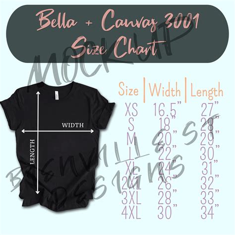Bella Canvas 3001 Size Chart Size Chart T Shirt Size Chart Shirt