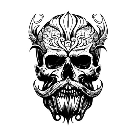 Premium Vector Skull Moustache Illustration