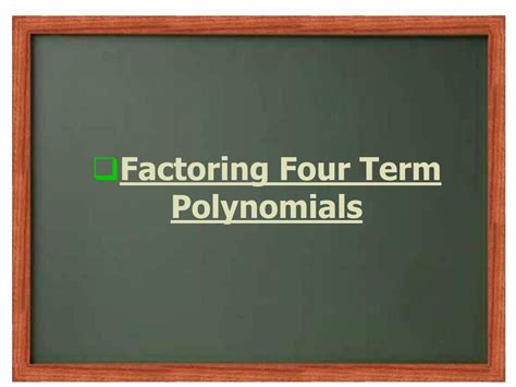 Ppt Factoring Polynomials Powerpoint Presentation Free Download Id
