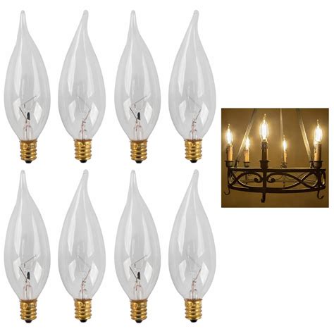 Pc Clear Incandescent Candelabra Light Bulbs W Flame Tip Chandelier Lamp V Walmart