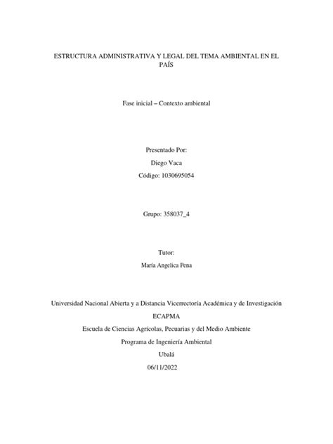 Estructura Administrativa Y Legal Del Tema Ambiental En El País Pdf