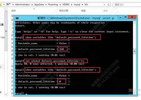 mysql数据库 修改密码以及设置密码永过期
