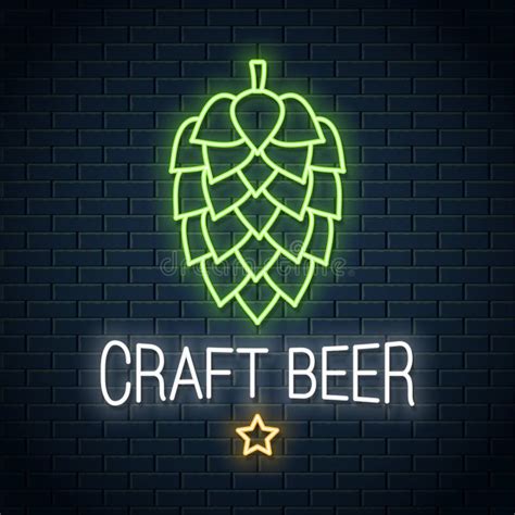 Beer Neon Banner Bottle And Beer Glass Neon Sign On Wall Background