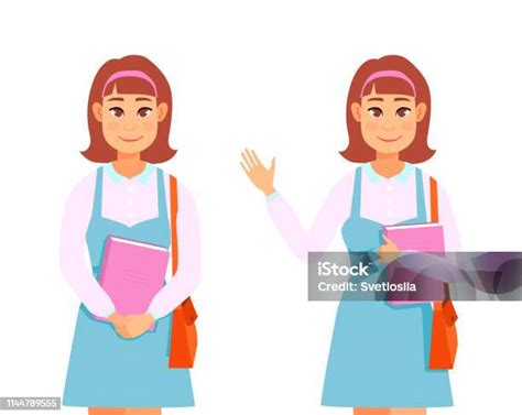 Wanita Dengan Buku Di Tangan Gadis Pelajar Potret Kartun Konsep