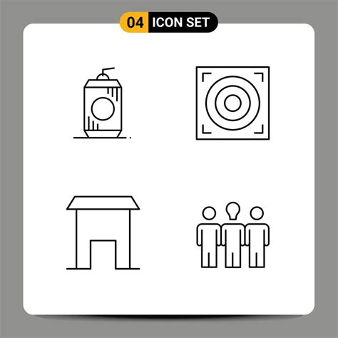 Set Of 4 Modern Ui Icons Symbols Signs For Bottle Marketplace Usa Web Coach Editable Vector