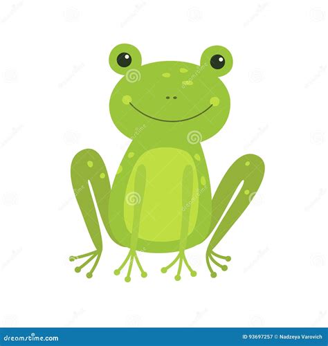 Cute Frog Cartoon Isolated On White Stock Vector Illustration Of Cute