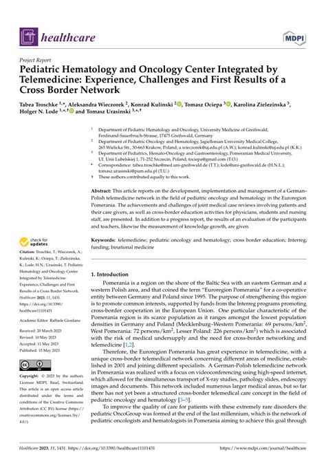 Pdf Pediatric Hematology And Oncology Center Integrated By