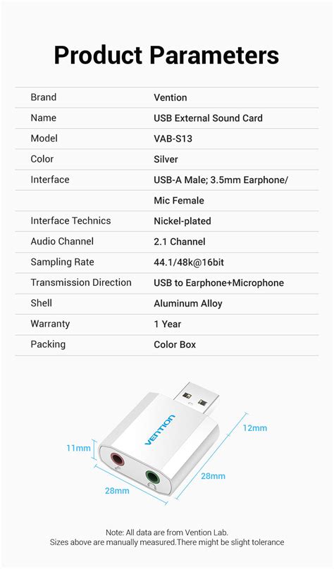 Vention Usb Sound Card External Audio Adapter