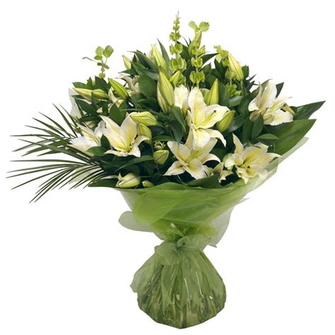 Hand Tied Bouquet White Lilies Ellens Florist Norwich