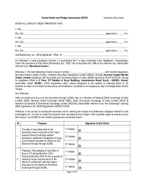Fillable Online Demat Debit And Pledge Instruction DDPI Vertex Securities Fax Email Print