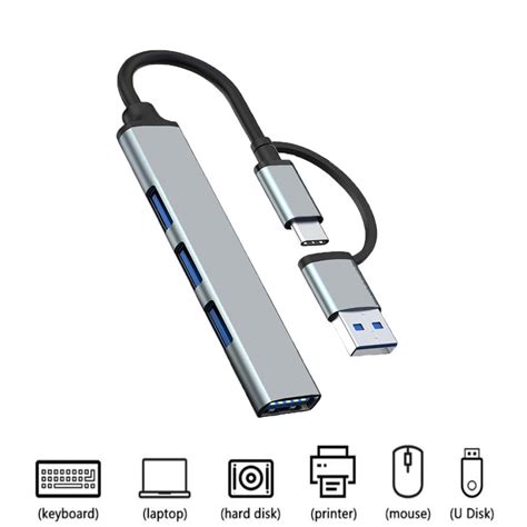ส่วนต่อขยาย Usb Hub ความเร็วสูง 4 พอร์ตฮับ Type C Hub Adapter Card