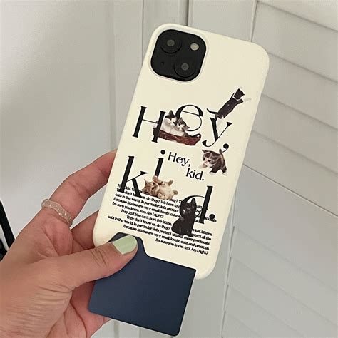 메이드모먼 캣 키드 레터링 디자인 카드수납 폰케이스