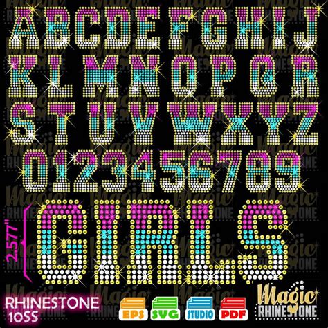 Rhinestone Template Font 3 Colors Rhinestone University Font Svg Rhinestone Capital Letters