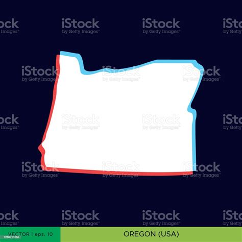 オレゴン州 暗い背景ベクトルの株式イラストのデザインテンプレート上の米国の地図の状態アウトライン上の 2 つの色のスタイル アイコンの