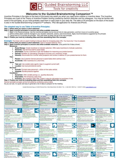 Guided Brainstorming Companion Triz Gb Pdf Brainstorming