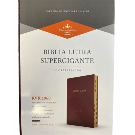 Biblia Reina Valera 1960 Letra Super Gigante Holman Vino Simil Piel Con