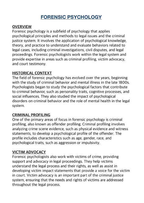 Notes Forensic Psychology 8675 Studocu