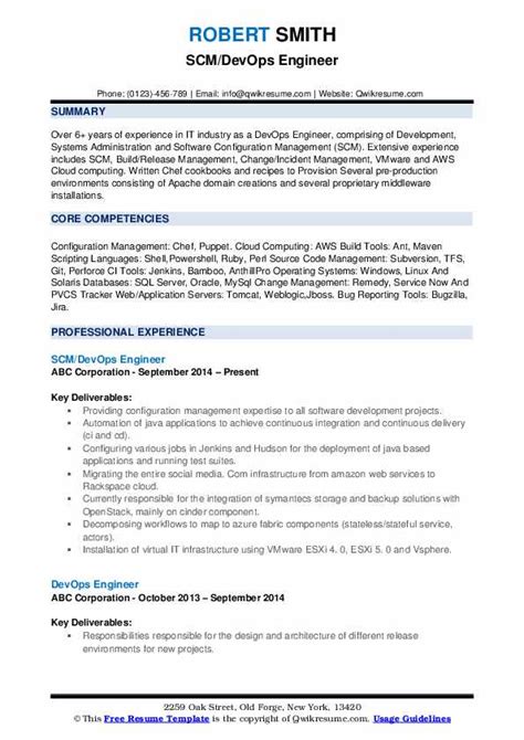 Devops Engineer Resume Samples QwikResume