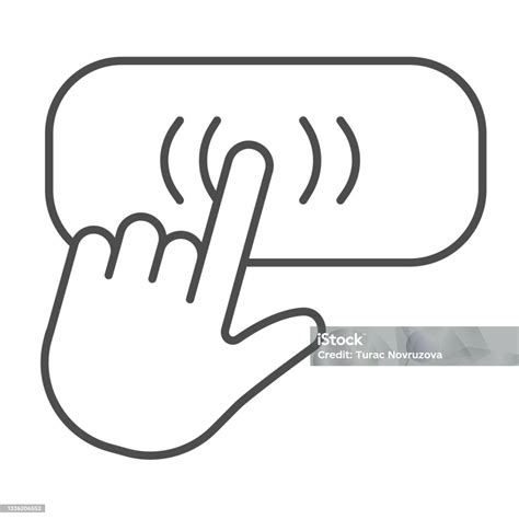 버튼 핸드 포인터 얇은 선 아이콘 클릭 전자 개념 흰색 배경에 벡터 기호 스위치 모바일 개념 및 웹 디자인을위한 윤곽 스타일 아이콘에 손 커서 벡터 그래픽 10에 대한 스톡