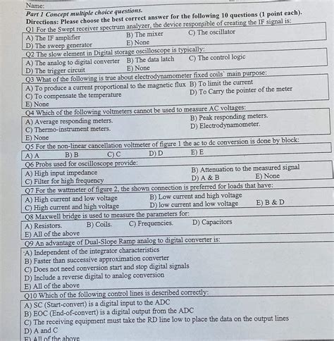 solved name part 1 ﻿concept multiple choice