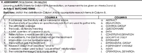 V Assessment Time Frame Minutes Learning Studyx