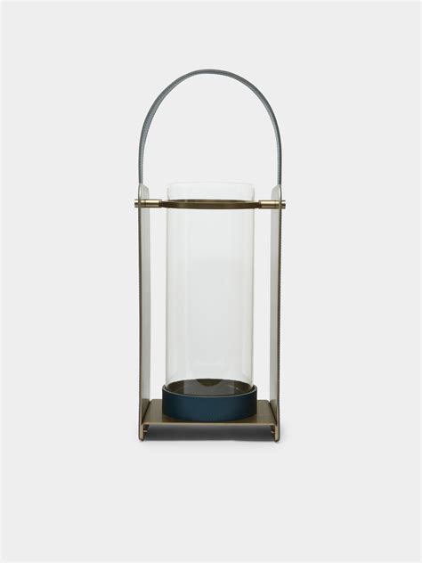 Blue Lumen Glass And Leather Medium Lantern By Rabitti 1969 Abask Us