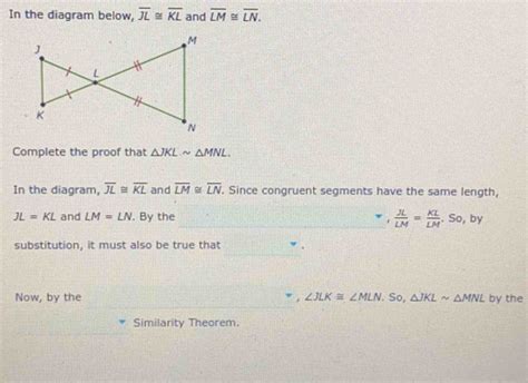 solved in the diagram below overline jl≌ overline kl and overline lm≌
