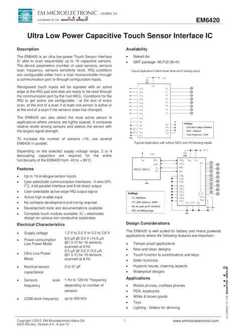 Pdf Ultra Low Power Capacitive Touch Sensor Interface Ic · Dokumentips