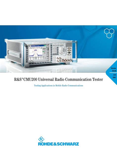 Pdf Rands Cmu200 Universal Radio Communication Testercdnrohde Schwarz