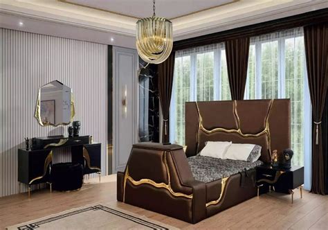 Jvmoebel Schlafzimmer Set Luxus Schlafzimmer Set Bett Nachttisch Gold