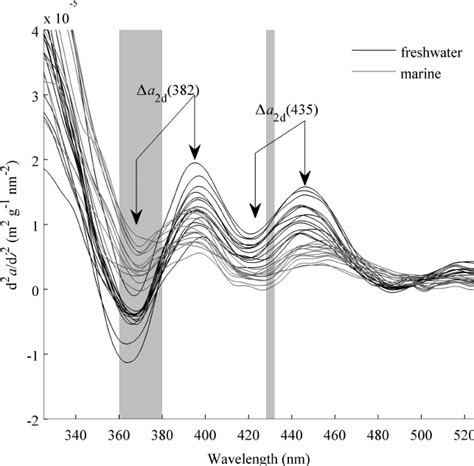 Second Derivatives Of Mass Specific Absorption Spectra Black Lines