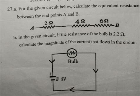 27 a for the given circuit below calculate the equivalent resistance be