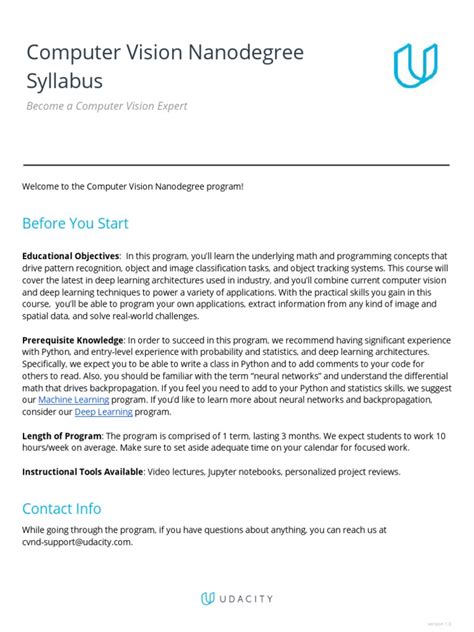 Computer Vision Nanodegree Syllabus Before You Start Pdf Deep