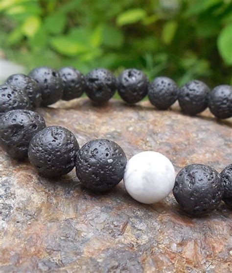 White Howlite Lava Stone Diffuser Bracelet The Yoga Mandala Store