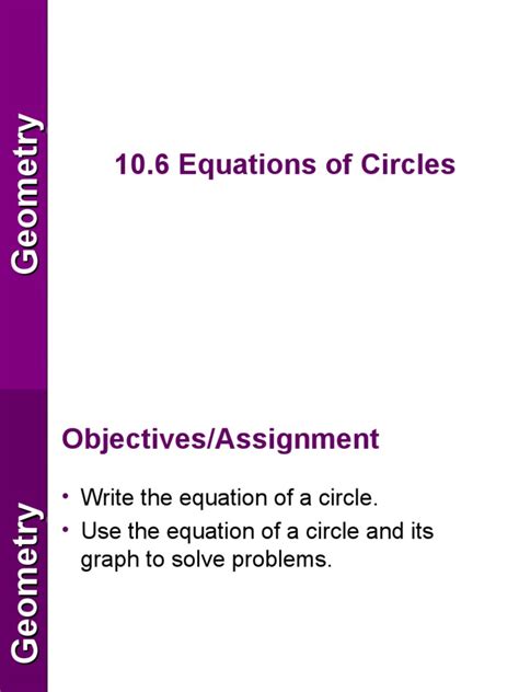 Equations Of Circles Pdf Circle Equations