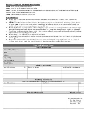 Fillable Online Return Policy BlairReturn Policy BlairPRINTABLE RETURN EXCHANGE FORM