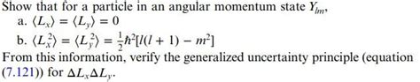 Solved Show That For A Particle In An Angular Momentum State