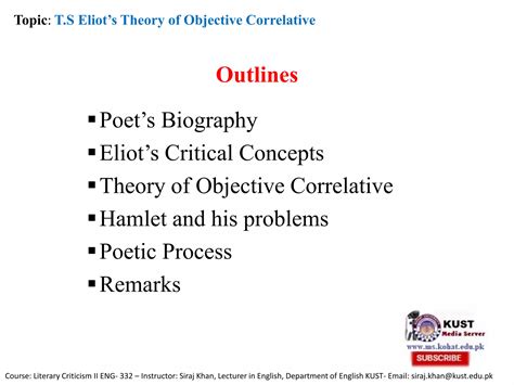 T S Eliot Theory Of Objective Correlative Pptx